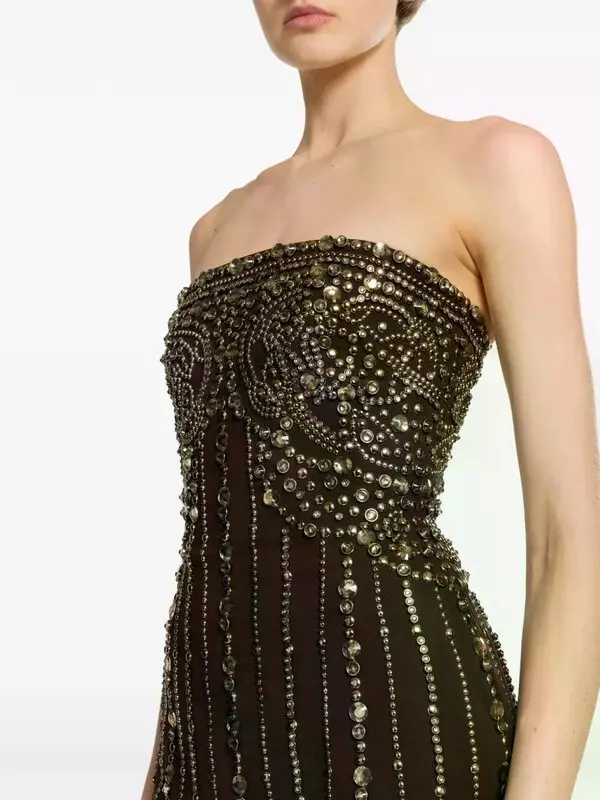 Elie Saab Stud-embellished Strapless Maxi Dress