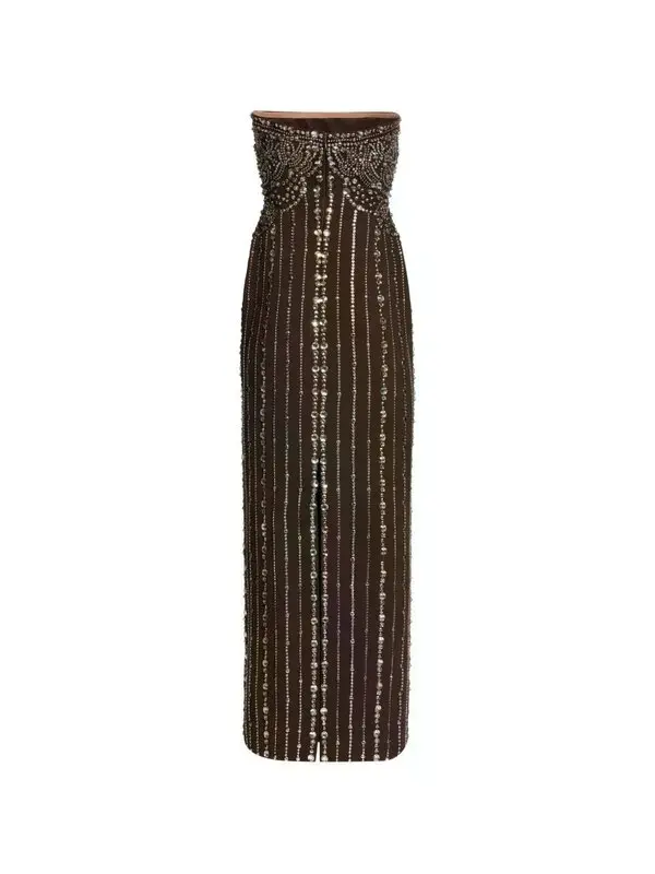 Elie Saab Stud-embellished Strapless Maxi Dress