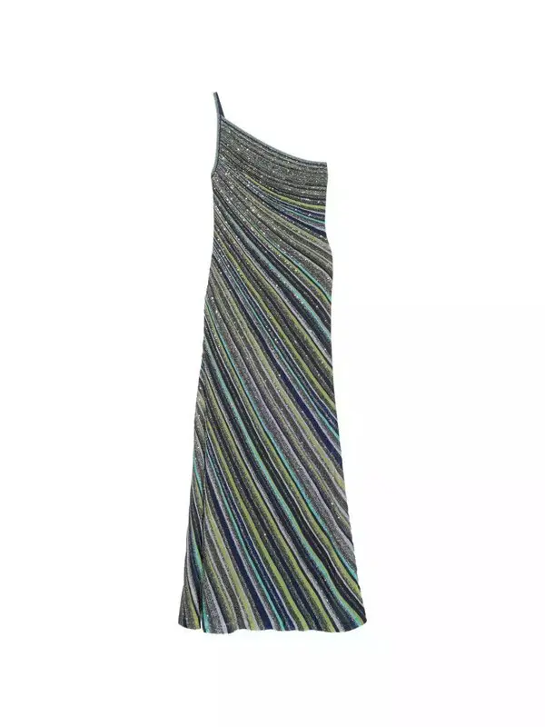 Missoni One-shoulder Maxi Dress With Green Sequin Embellishment