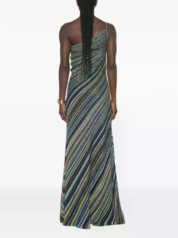 Missoni One-shoulder Maxi Dress With Green Sequin Embellishment