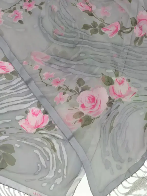 Vintage Floral-print Fringed Scarf