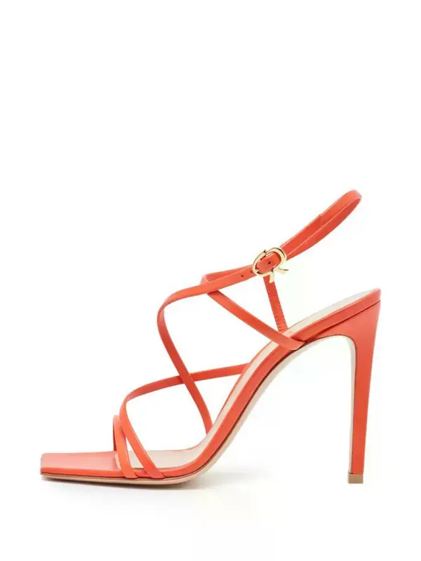 GIANVITO ROSSI Red Leather Square-toe Sandals