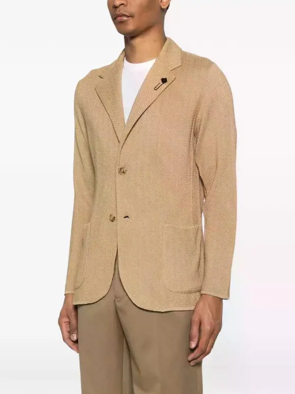 LARDINI Chevron-knit Flower-pin Jacket