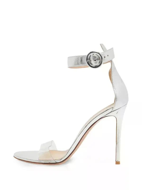 GIANVITO ROSSI Metallic Portofino Ankle-strap Sandals - Silver