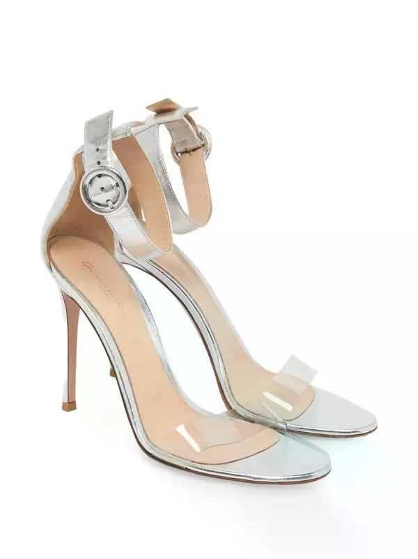 GIANVITO ROSSI Metallic Portofino Ankle-strap Sandals