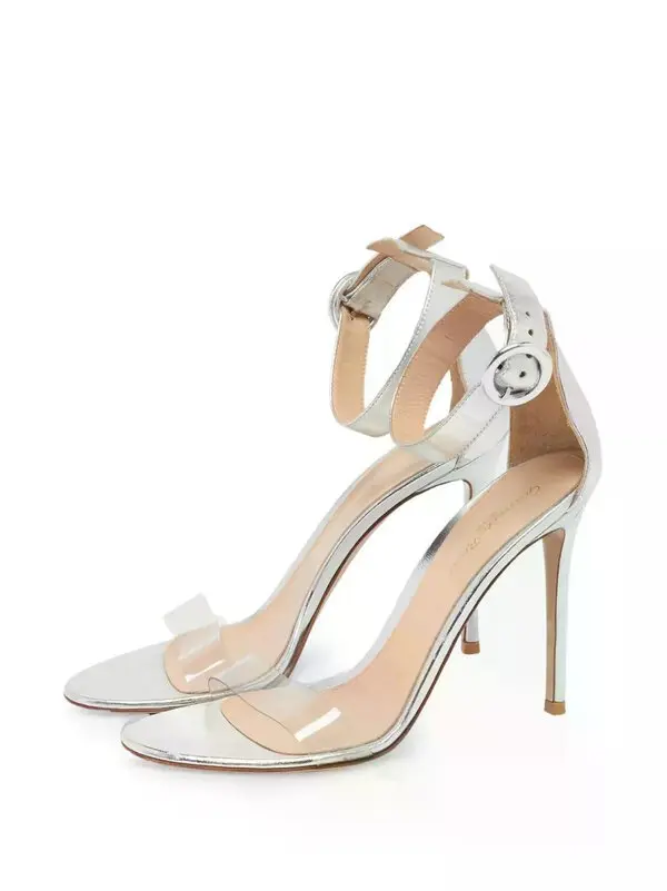 GIANVITO ROSSI Metallic Portofino Ankle-strap Sandals