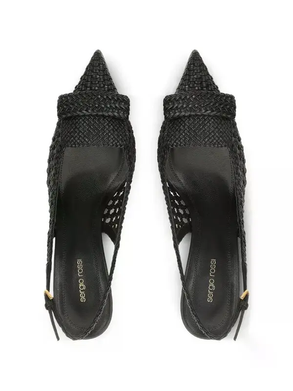 SERGIO ROSSI Braided Slingback Sandals