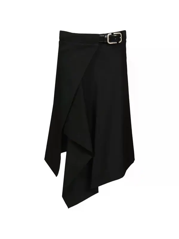 Attico Belted Asymmetric Skirt - Black