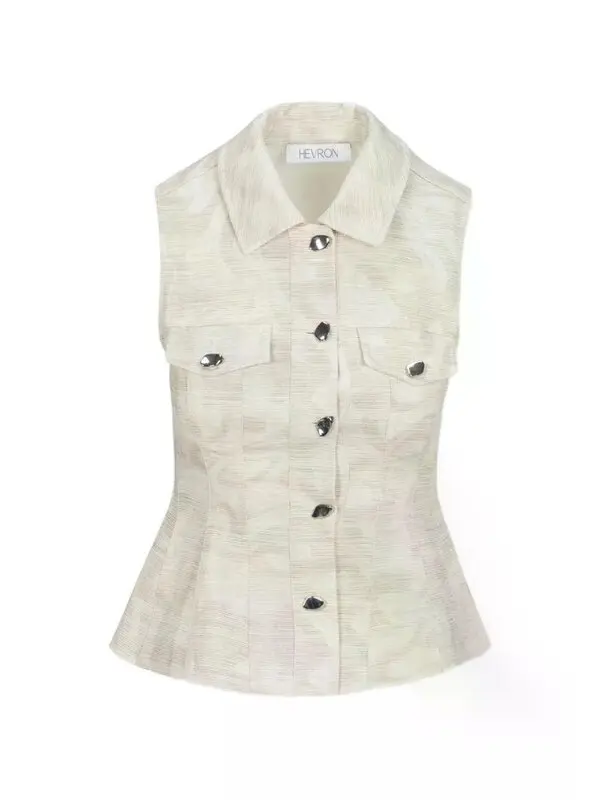 HEVRON Skylar Camouflage Print Peplum Top