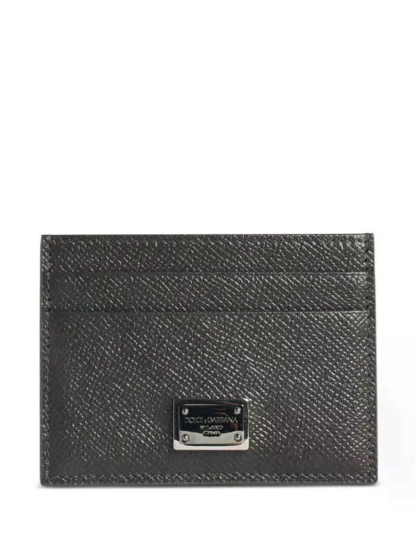Dolce & Gabbana Dauphine Logo-plaque Grained-leather Card Holder - Grey