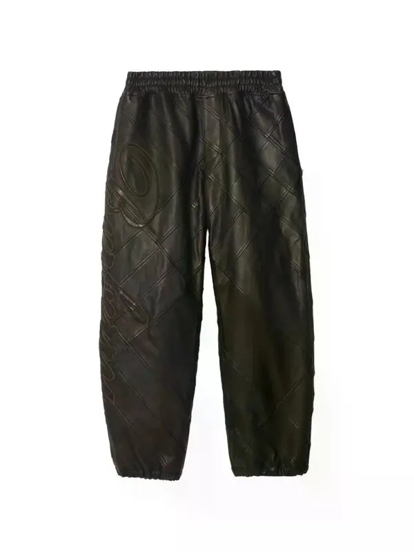 Burberry Cursive-logo Leather Trousers