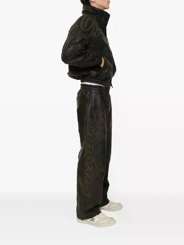 Burberry Cursive-logo Leather Trousers