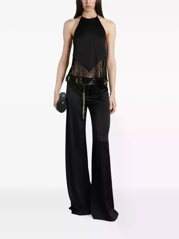 Alice + Olivia Chain-link Eyelet Embellished Palazzo Trousers