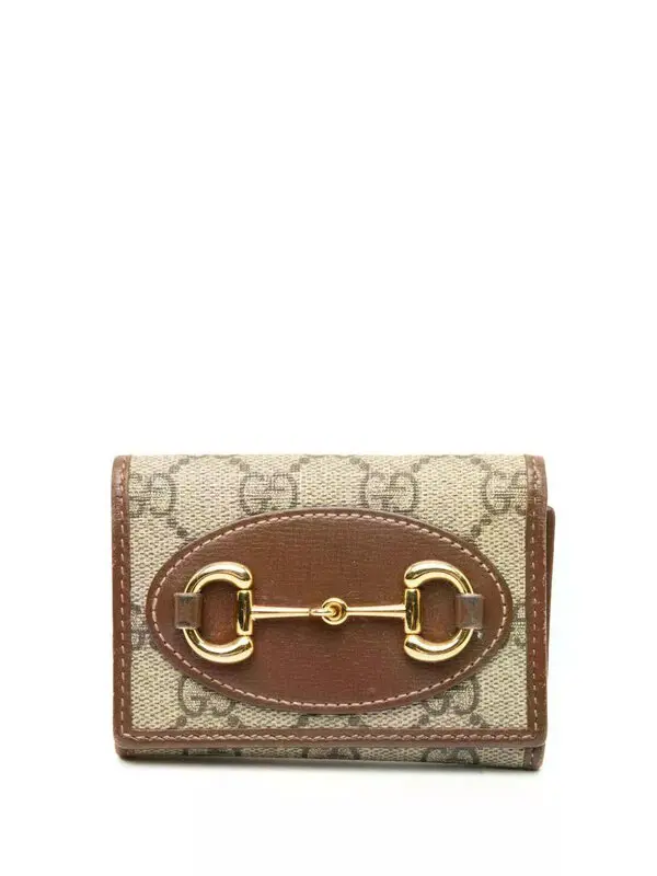 Gucci 2016-2026 Gg Supreme Horsebit 1955 Trifold Wallet Small Wallets - Neutrals