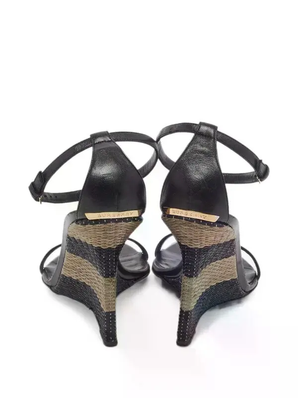 Burberry Patent Leather T-strap Wedge Sandals