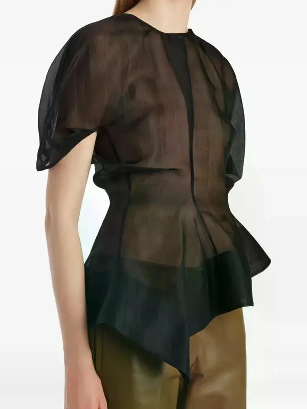 Khaite Asymmetric Draped Silk Top - Black
