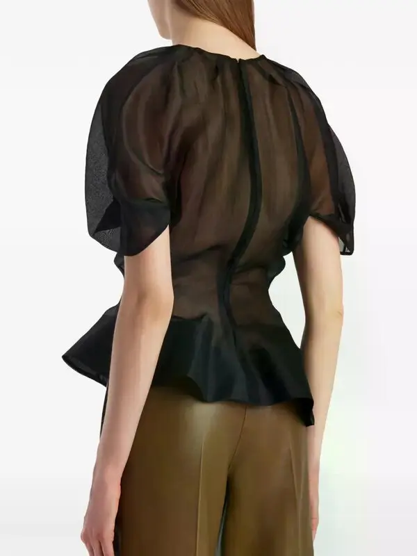 Khaite Asymmetric Draped Silk Top - Black