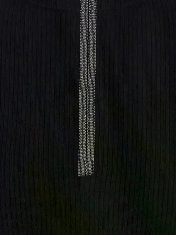 Brunello Cucinelli Monili-embellished Ribbed Knit Sweater - Black