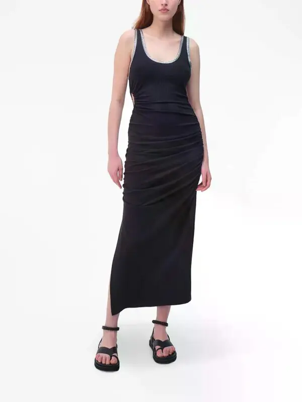 Simkhai Darian Ruched Ribbed Midi Dress