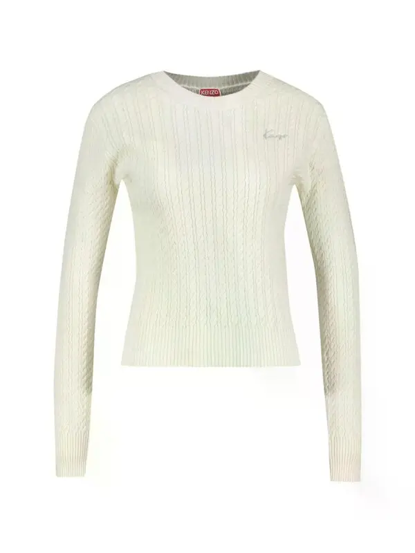 Kenzo Signature Embroidered Cable-knit Sweater