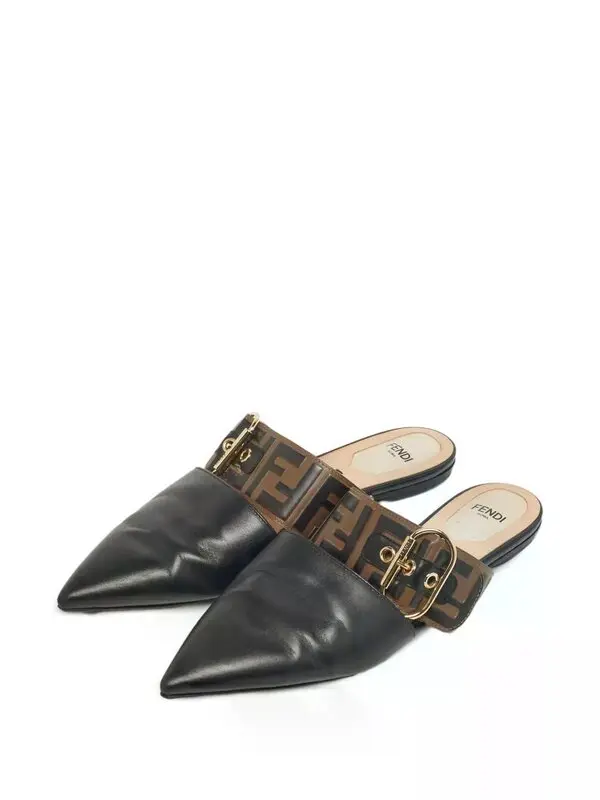 Fendi Zucca Pointed-toe Mules - Black