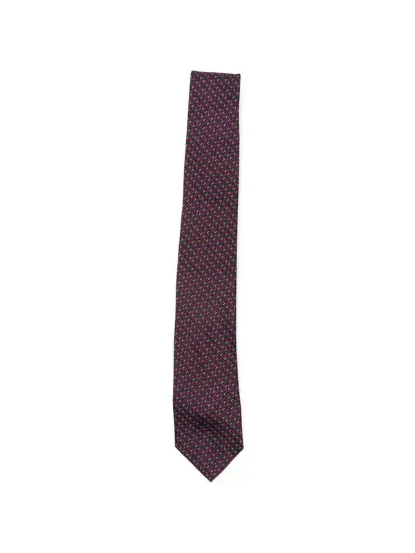 FERRAGAMO Gancini Pattern Tie - Blue