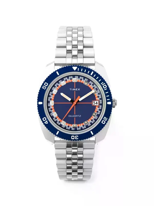 TIMEX Stainless Steel Watch With Rotating Bezel - Blue