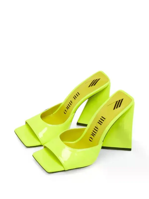 Attico Devon Patent Leather Block Heel Sandals - Green