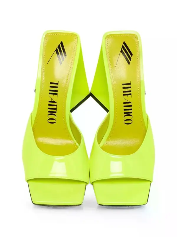 Attico Devon Patent Leather Block Heel Sandals - Green