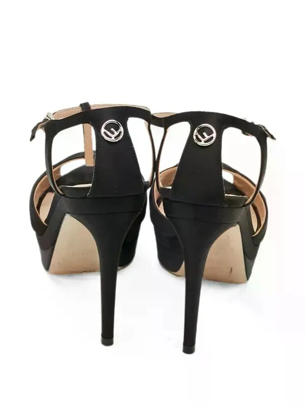 Fendi Satin T-strap Peep-toe Platform Stiletto Sandals