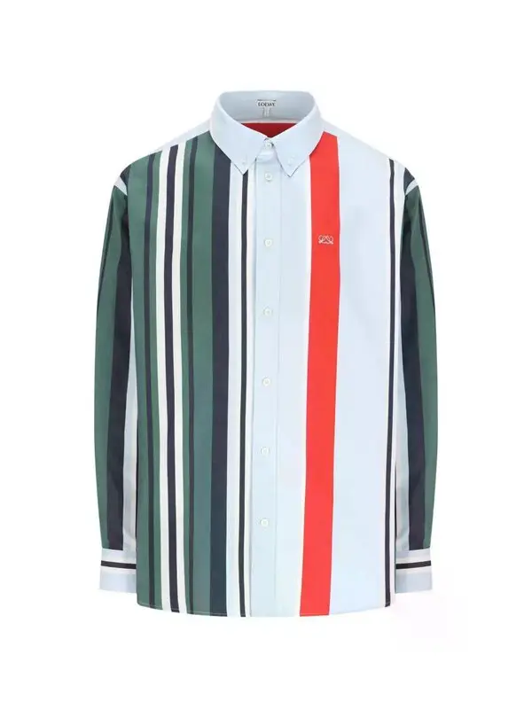 Loewe Anagram-embroidered Stripe-print Shirt - Blue