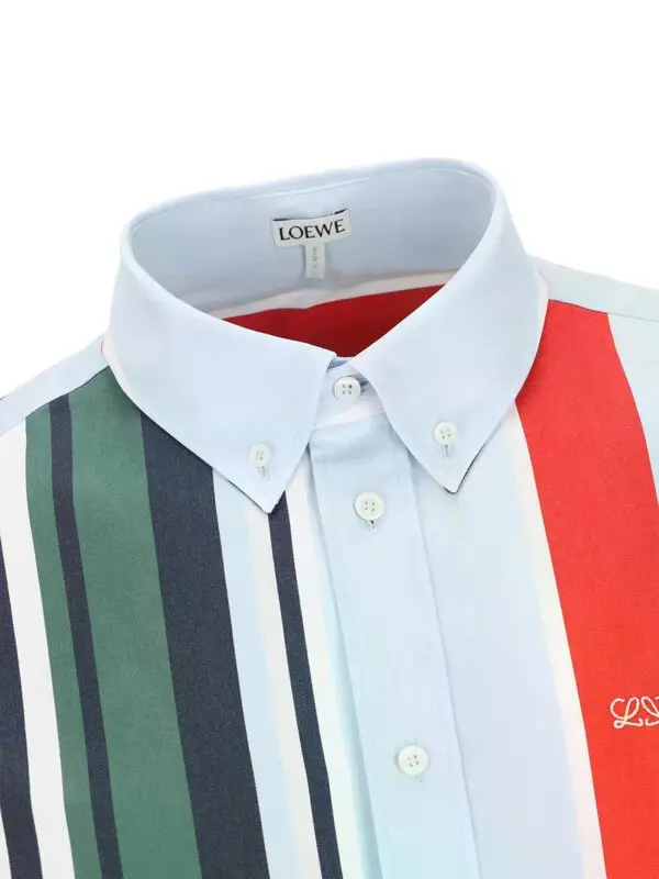 Loewe Anagram-embroidered Stripe-print Shirt - Blue