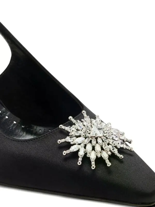 Manolo Blahnik Crystal-embellished Slingback Pumps - Black