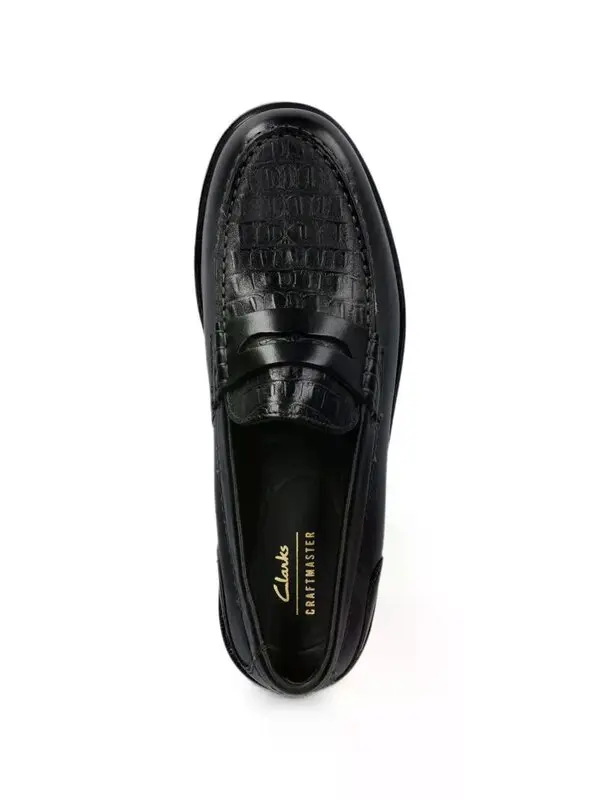 Clarks Crocodile-effect Leather Loafers