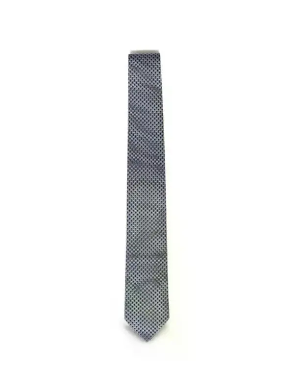FERRAGAMO Silk Geometric Print Tie - Blue
