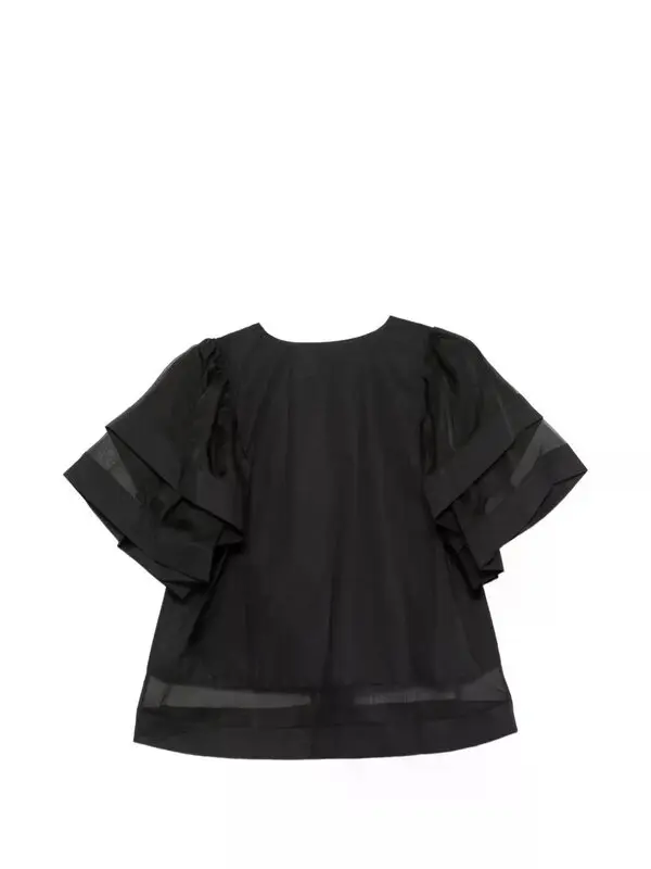 PSOPHIA Tiered-sleeve Sheer-panelled Blouse