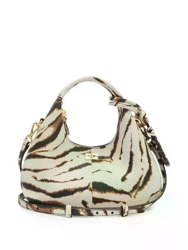 GANNI Zebra Print Shoulder Bag - Neutrals