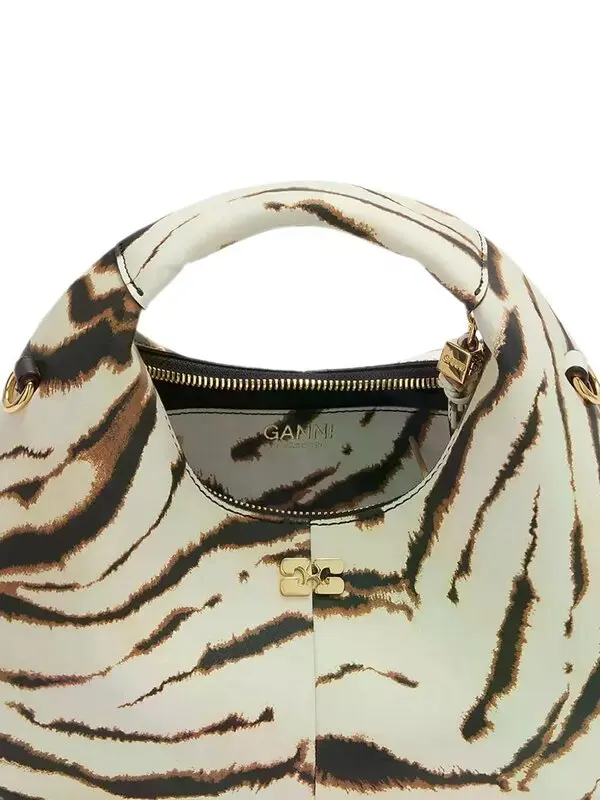 GANNI Zebra Print Shoulder Bag - Neutrals