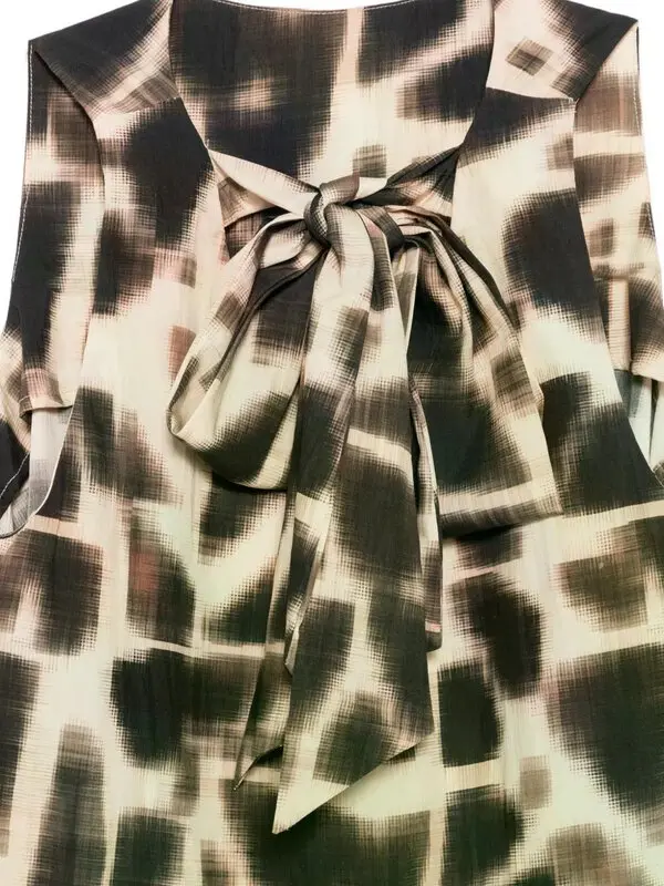 PSOPHIA Sleeveless Tie-neck Abstract Print Top