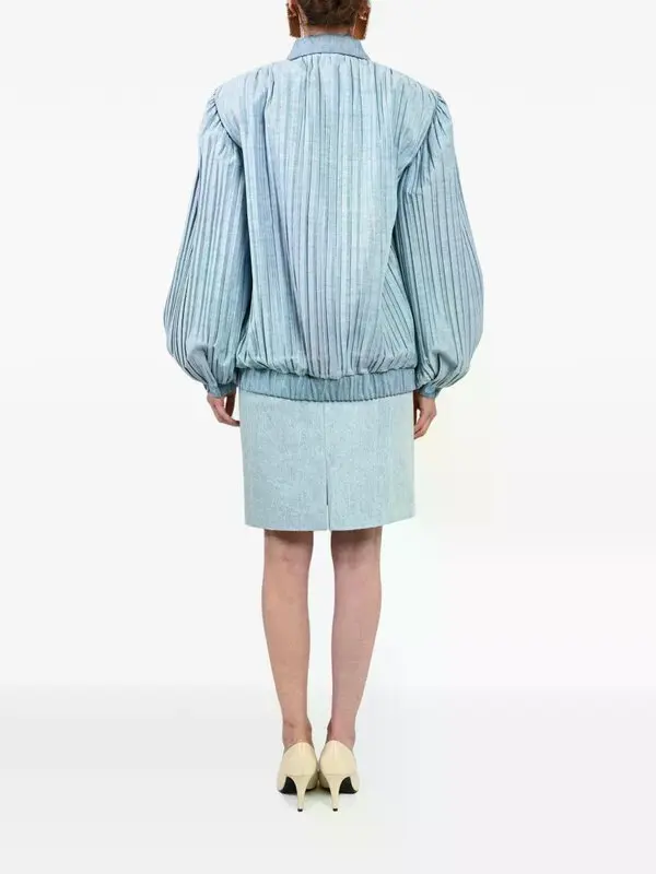 ROWEN ROSE Pleated Denim Jacket