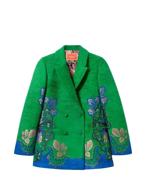 La DoubleJ Jagger Floral-jacquard Double-breasted Blazer