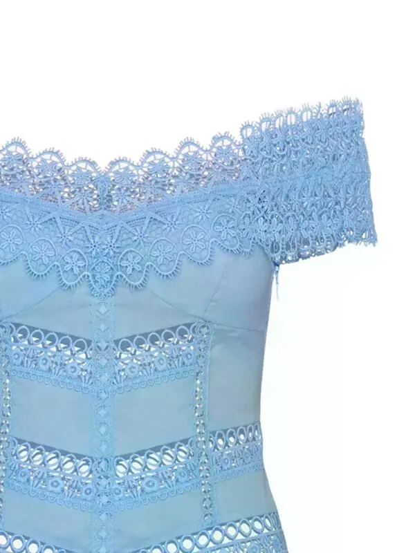 Charo Ruiz Ibiza Lace Trim Off-the-shoulder Top - Blue