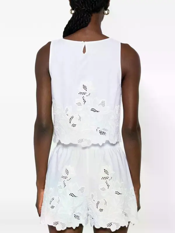 Ermanno Scervino Floral Embroidered Cropped Top - White
