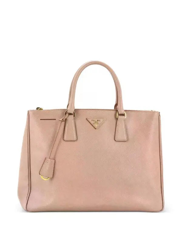 Prada Lux Saffiano Leather Double Zip Tote Bag - Pink