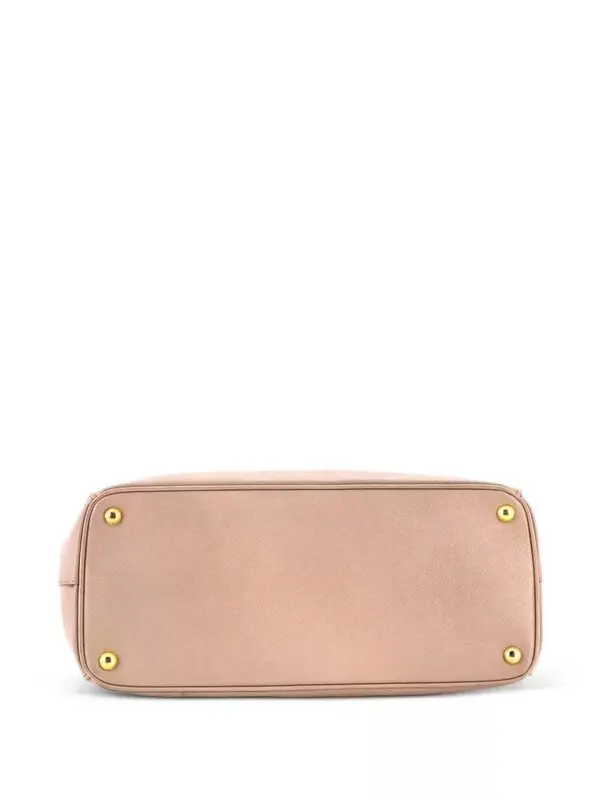 Prada Lux Saffiano Leather Double Zip Tote Bag - Pink