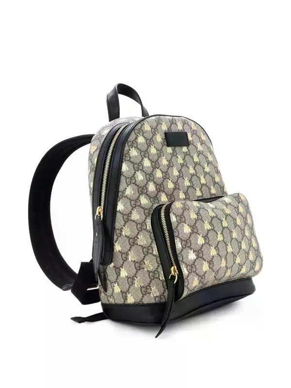 Gucci Printed Gg Coated Canvas Zip Pocket Backpack - Black