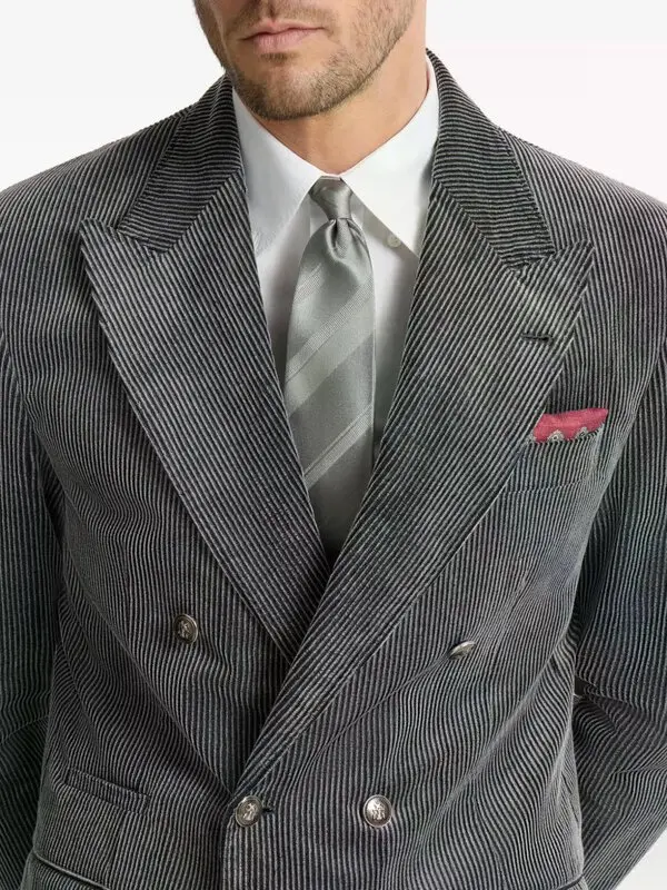 Brunello Cucinelli Diagonal Stripe Silk Tie - Grey