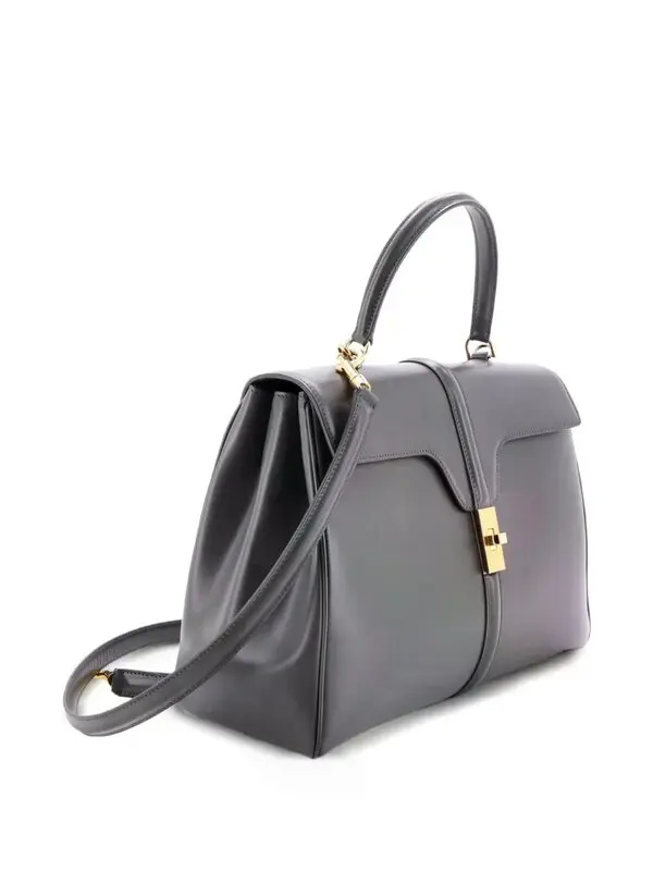 Celine 16 Top Handle Bag In Smooth Calfskin - Grey