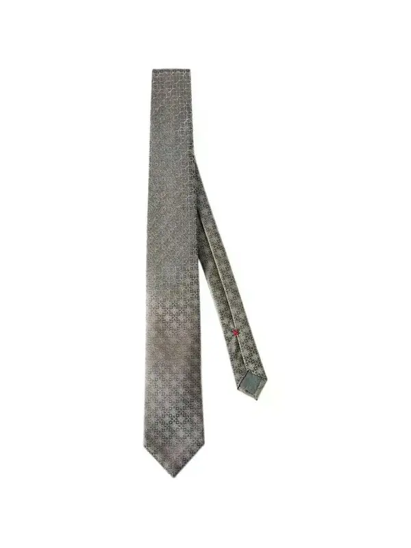 Brunello Cucinelli Silk Tie With Geometric Floral Pattern - Grey
