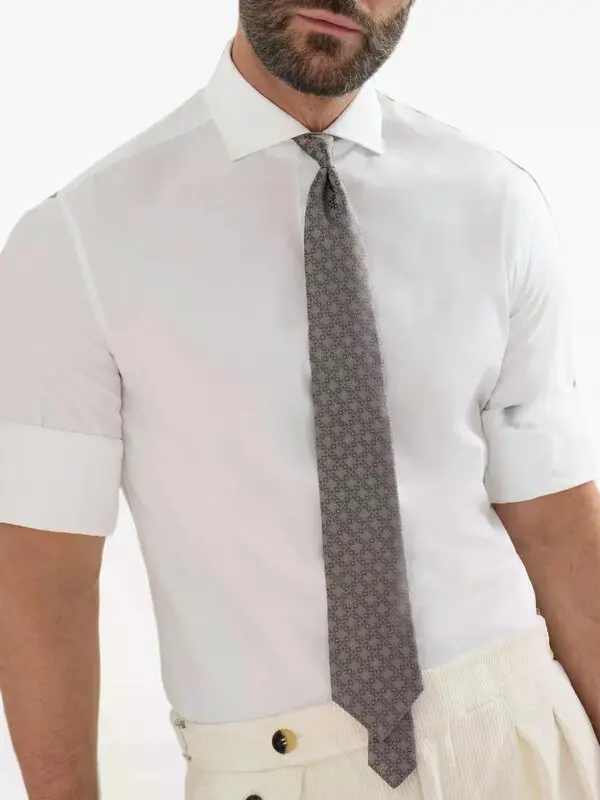 Brunello Cucinelli Silk Tie With Geometric Floral Pattern